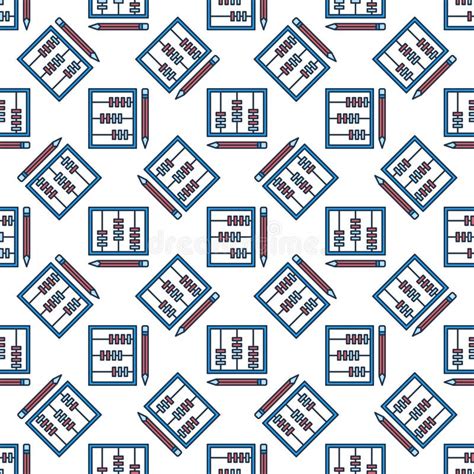Math School Abacus And Pencil Vector Mathematics Science Colored Seamless Pattern Stock