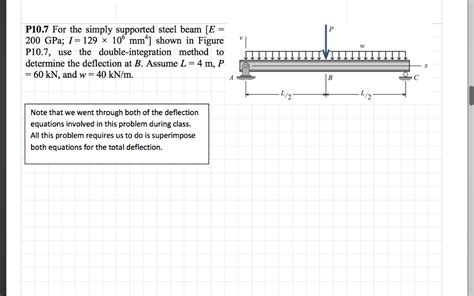 Solved P107 For The Simply Supported Steel Beam E 200 Gpa