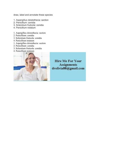 Draw Label And Annotate These Species1 Aspergillus Cleistothecia Sepdf