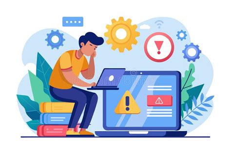 A Man Is Focused On Resolving A Web Error On His Laptop Surrounded By