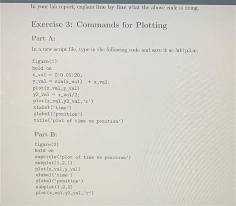 Solved Exercise 3 Commands For Plotting Part A In A New Chegg