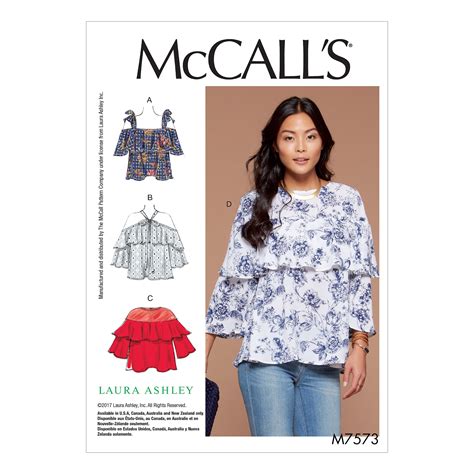McCall S Sewing Pattern Misses Ruffle Tops With Off The Shoulder And