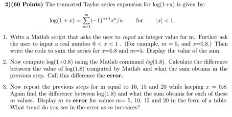Solved 260 Points The Truncated Taylor Series Expansion