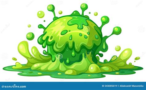 Set Of Slime Splashes Liquid Goo Of Yellow Purple Green And Blue