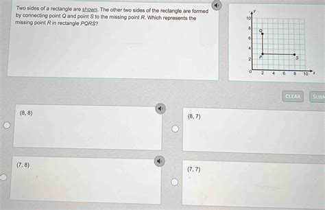 solved two sides of a rectangle are shown the other two sides of the