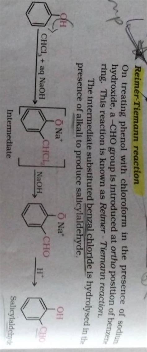 Reimer Tiemann Reaction On Treating Phenol With Chloroform In The Presenc