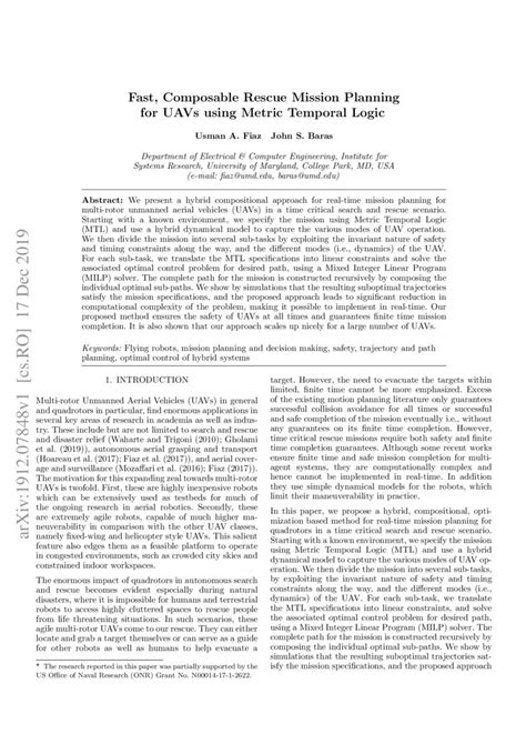 Fast Composable Rescue Mission Planning For Uavs Using Metric Temporal Logic Deepai