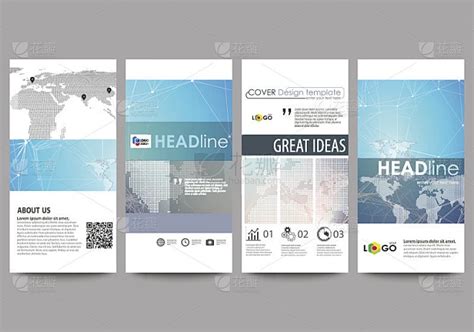 分子结构。科学、技术的概念。多边形的设计。极简抽象的矢量插图可编辑布局的四个现代垂直横幅，传单设计业素材 花瓣网