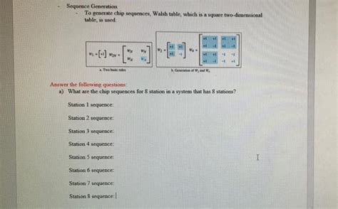 solved sequence generation to generate chip sequences walsh