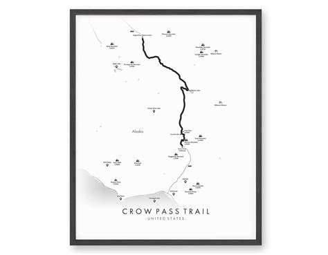 Crow Pass Trail Map Crow Pass Trail Poster Alaska Hiking Trail