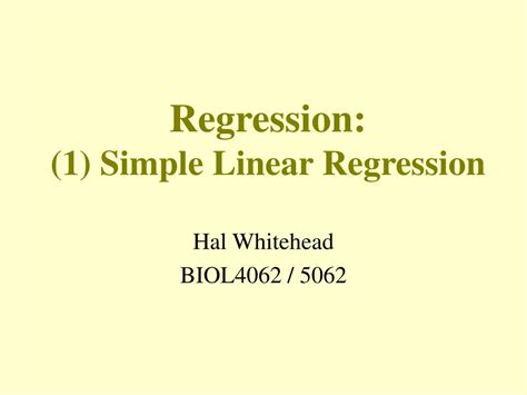 Ppt Regression 1 Simple Linear Regression Powerpoint Presentation