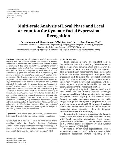 Pdf Multi Scale Analysis Of Local Phase And Local Orientation For Dynamic Facial Expression