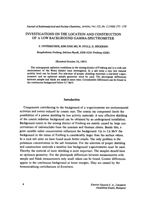 Pdf Investigations On The Location And Construction Of A Low Background Gamma Spectrometer