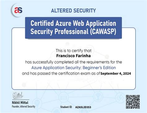 Ive Completed The Cawasp Certified Azure Web Application Security Professional Certification