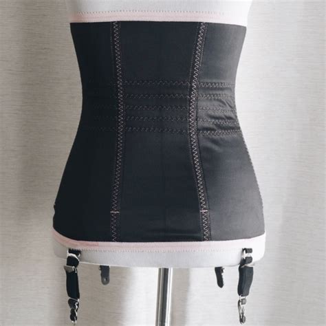Rago Intimates And Sleepwear Pink Black Lace Waist Cincher Garter