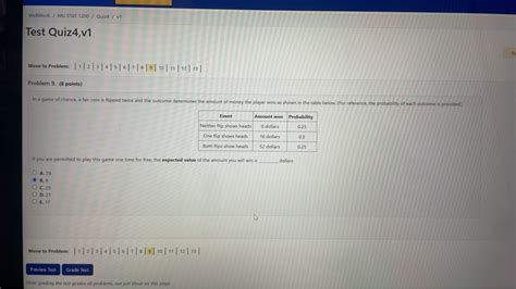WeBWork MU STAT Quiz V Test Quiz V Move To Problem