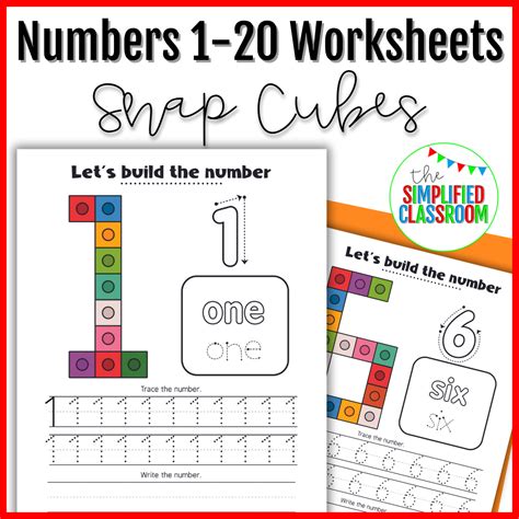 Snap Cube Number 1 20 Worksheets The Simplified Classroom