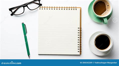 Flay Lay Top View Office Table Desk Stock Illustration Illustration