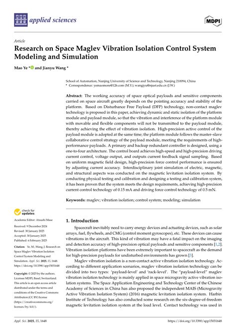 Pdf Research On Space Maglev Vibration Isolation Control System Modeling And Simulation