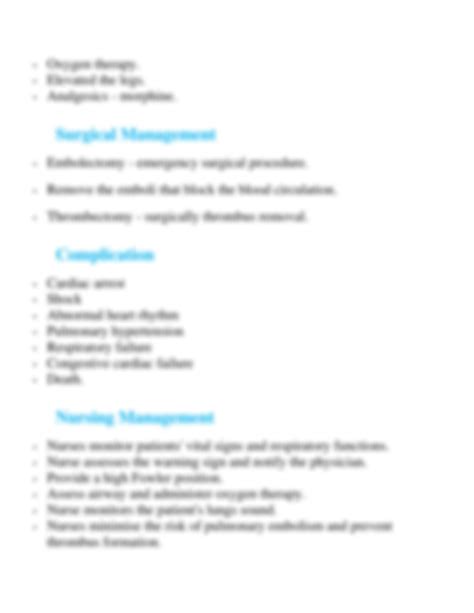 SOLUTION Medical Surgical Nursing Notes Pulmonary Embolism Studypool