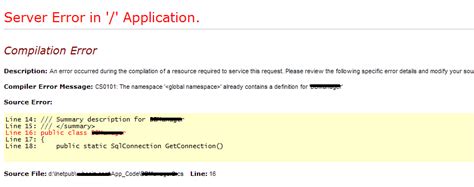 Application Development Cs0101 The Namespace Already Contains A