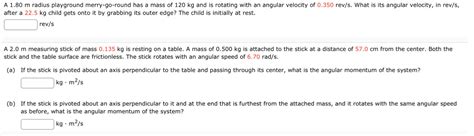 Solved A M Radius Playground Merry Go Round Has A Mass Chegg