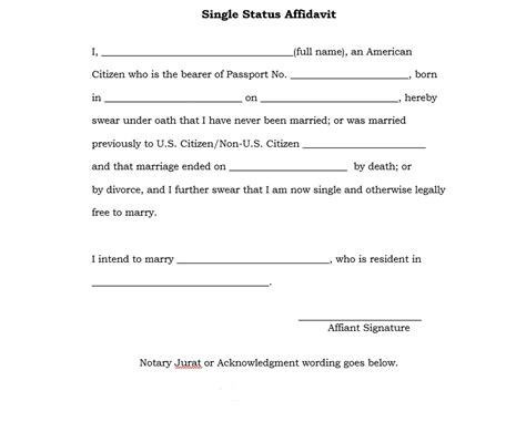 Single Status Affidavit Apostille Service