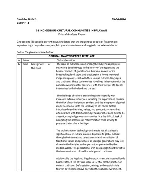 03 Critical Analysis Paper 1 Pdf