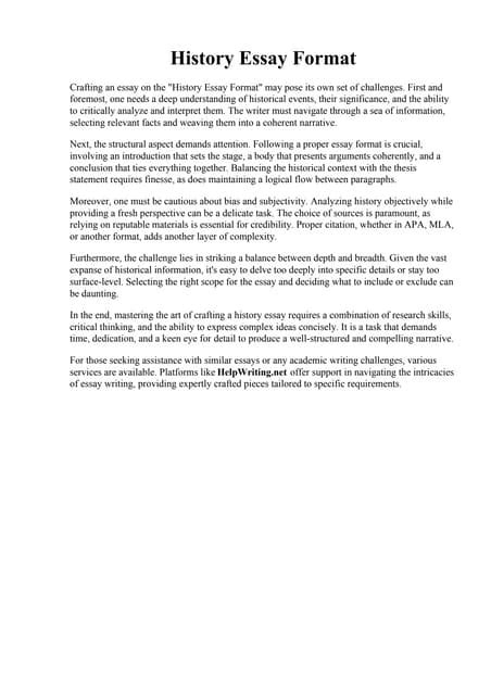 History Essay Format Pdf