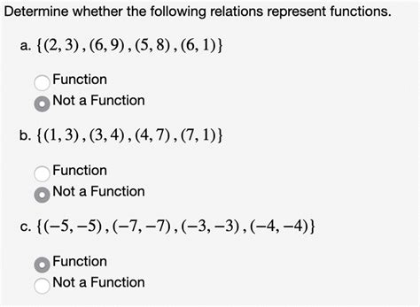 Solved Determine Whether The Following Relations Represent Functions A Answer