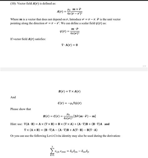 solved 10 vector field a r is defined as