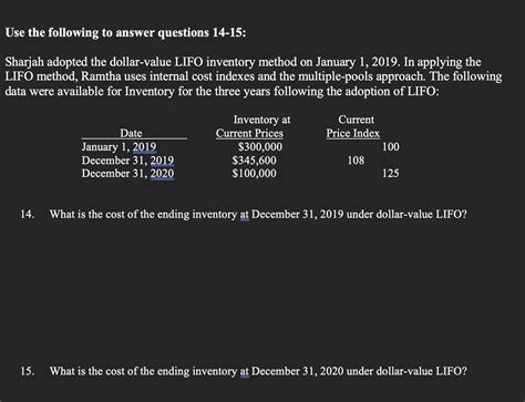 Solved Use The Following To Answer Questions 14 15 Sharjah