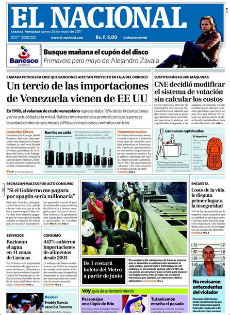 Periódico El Nacional Venezuela Periódicos de Venezuela Edición de