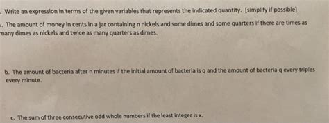 solved write an expression in terms of the given variables