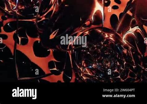Abstract Animation Comic Style Gold Alien Nest Tunnel Hypnotic Morphing