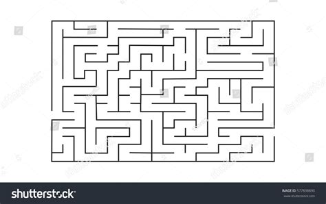 Rectangle Labyrinth Entry Exitvector Game Maze Stock Vector Royalty