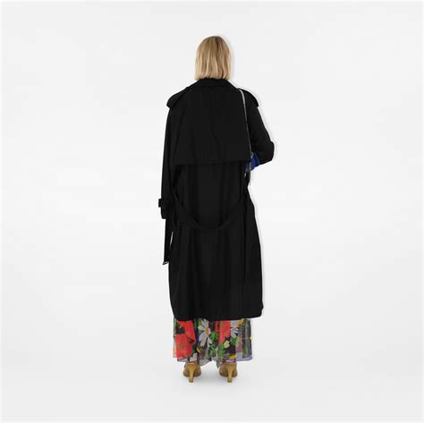 Long Silk Trench Coat In Black Women Burberry® Official