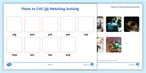 Photo To Cvc P Matching Activity Professor Feito