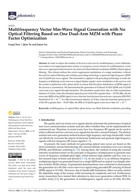 Pdf Multifrequency Vector Mm Wave Signal Generation With No Optical