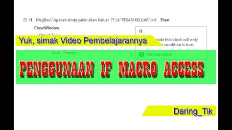 Belajar Access 16 Pembuatan Message Box Menggunakan Macro Pada Microsoft Access Youtube