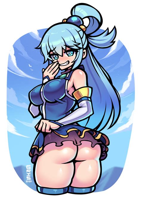 Rule 34 1girls Aqua Konosuba Ass Big Ass Big Breasts Blue Eyes Blue