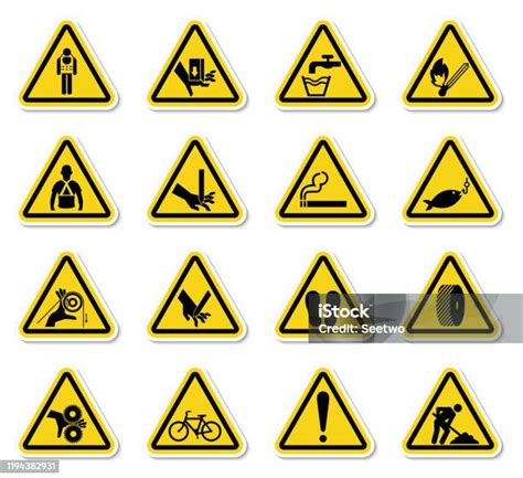 Ilustración De Advertencia Símbolos De Peligro Etiquetas Firmar Aislado