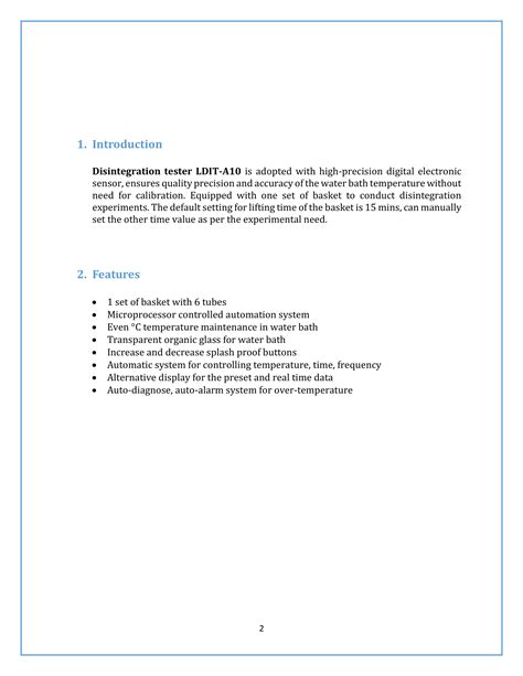 Disintegration Tester Ldit A10 Operating Manual Labtron