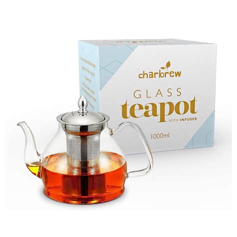 Glass Tea Pot With Infuser 1000ml Charbrew Tea
