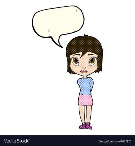 Cartoon Shy Girl With Speech Bubble Royalty Free Vector