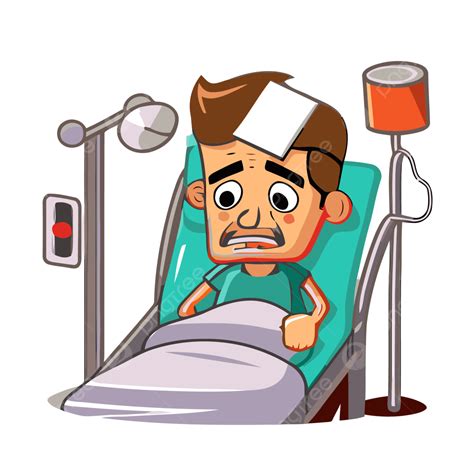 Paciente Hospitalizado Vector Png Pegatina Clipart Hombre Enfermo En