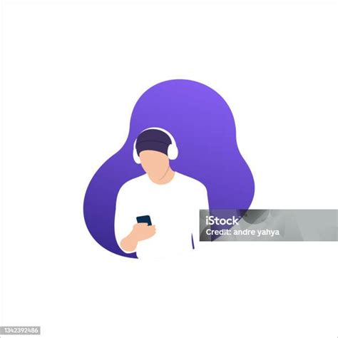 음악을 듣는 집에서 플랫 피플 캐릭터 노트북에 대한 스톡 벡터 아트 및 기타 이미지 노트북 만화 아기 Istock