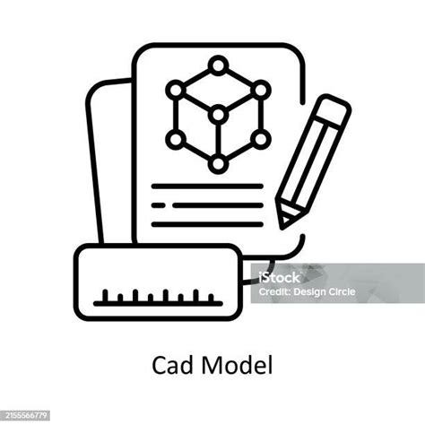 Ilustrasi Gaya Ikon Garis Besar Vektor Model Cad Simbol Desain Dan
