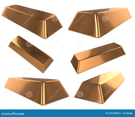 Bronz Or Copper Bar Set Isolated On White Background Royalty Free Stock