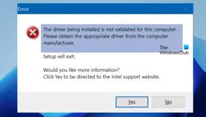 The Driver Being Installed Is Not Validated For This Computer